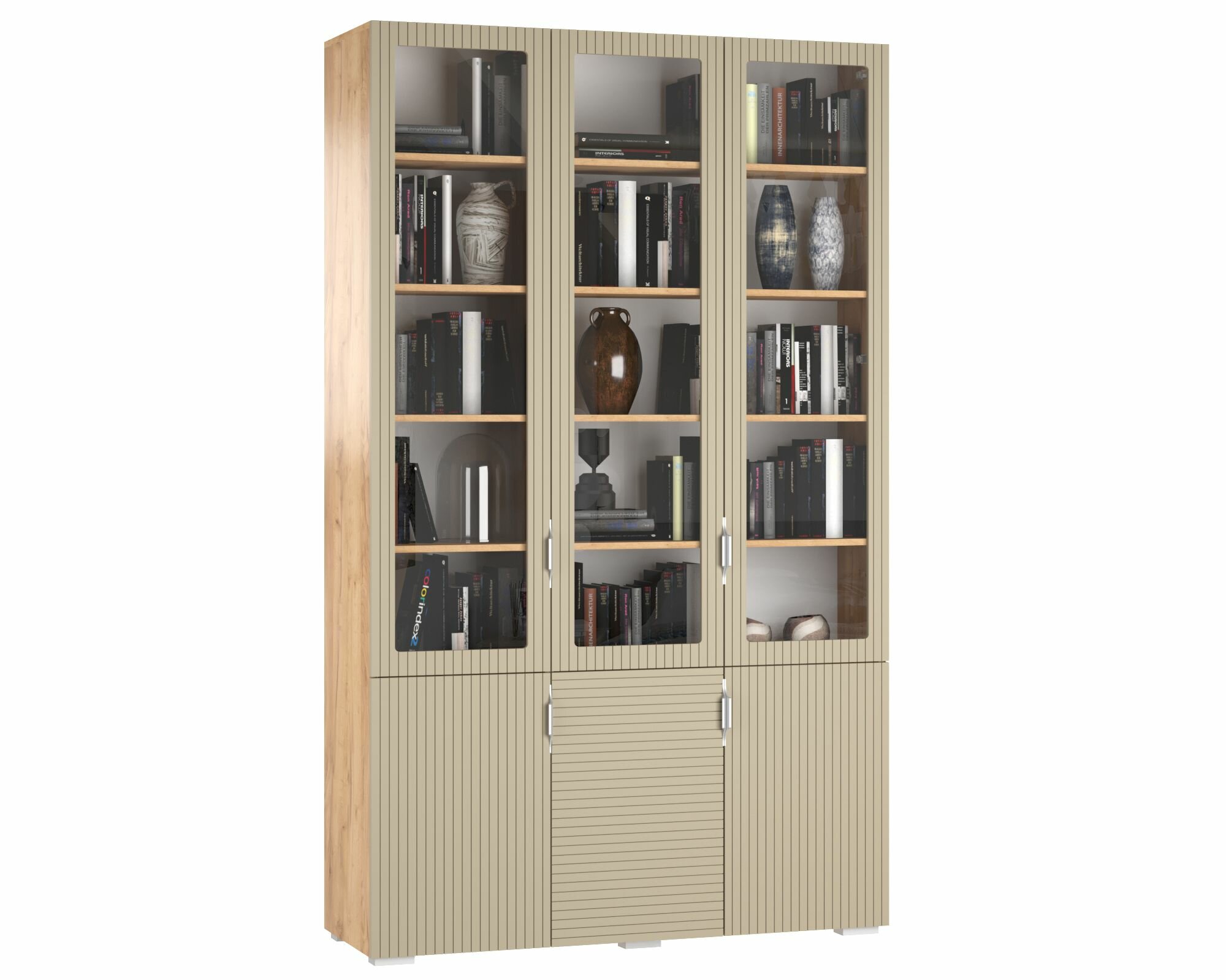 Книжный шкаф "Аметист 5" 120х200х40, дуб крафт золотой / мокко