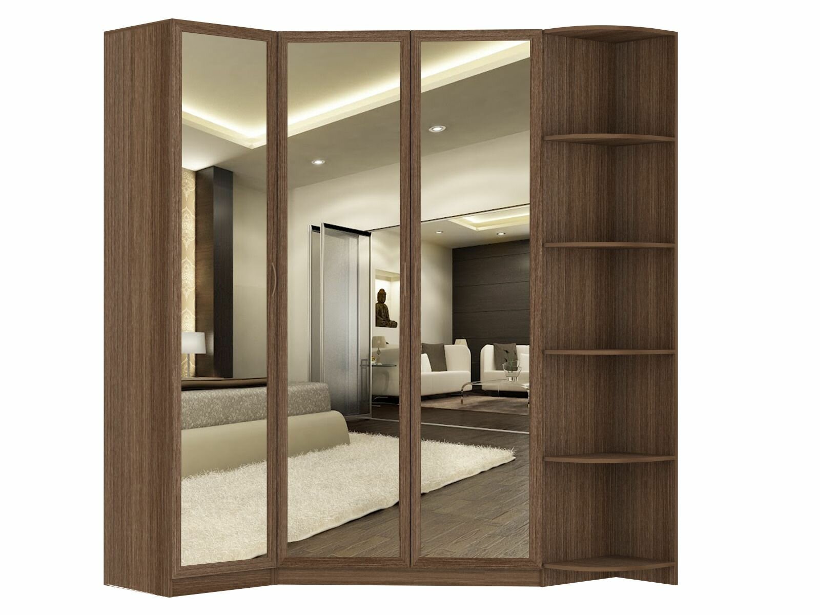 Шкаф угловой для одежды "Наполеон 13.1" 160/140х220х45, ясень шимо темный