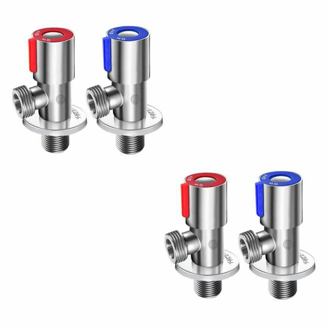 Кран угловой с отражателем 1/2' НР с красной и синей ручкой (пара) TIM BL5854.02S-2 шт.