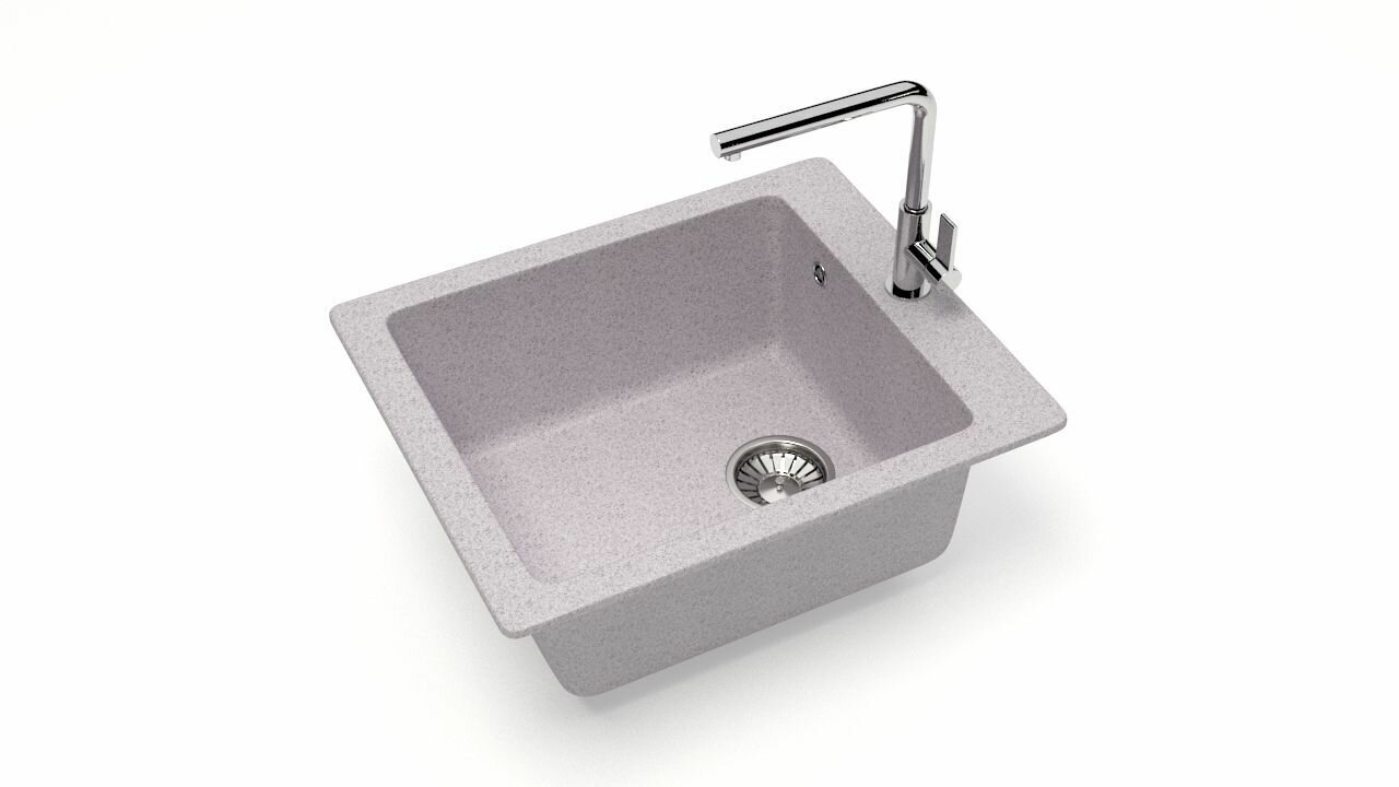 Мойка для кухни/Раковина для кухни Glanz, матовая J8 светло-серый (длина 50 см, ширина 42,5 см, глубина 19,5 см))