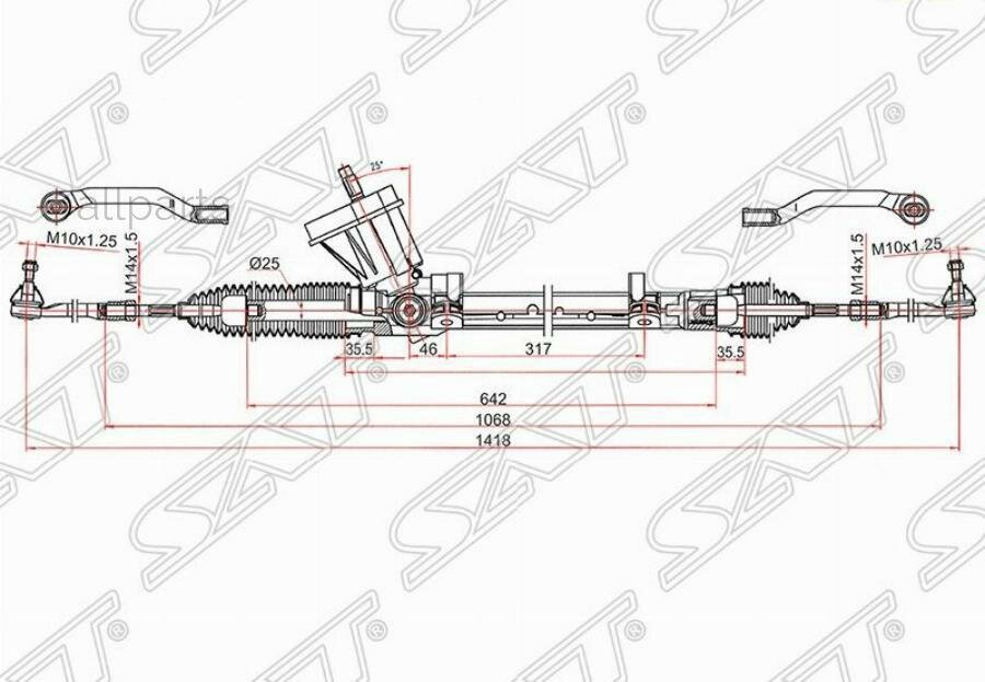 SAT ST-490010024R Рейка рулевая RENAULT FLUNCE 08-/MEGANE III 08- LHD