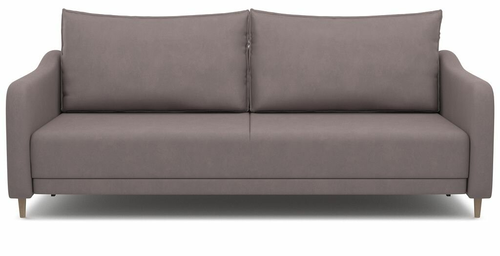 Прямой диван-кровать, раскладной PUSHE, Бьёрг, велюр, коричневый, Formula 290