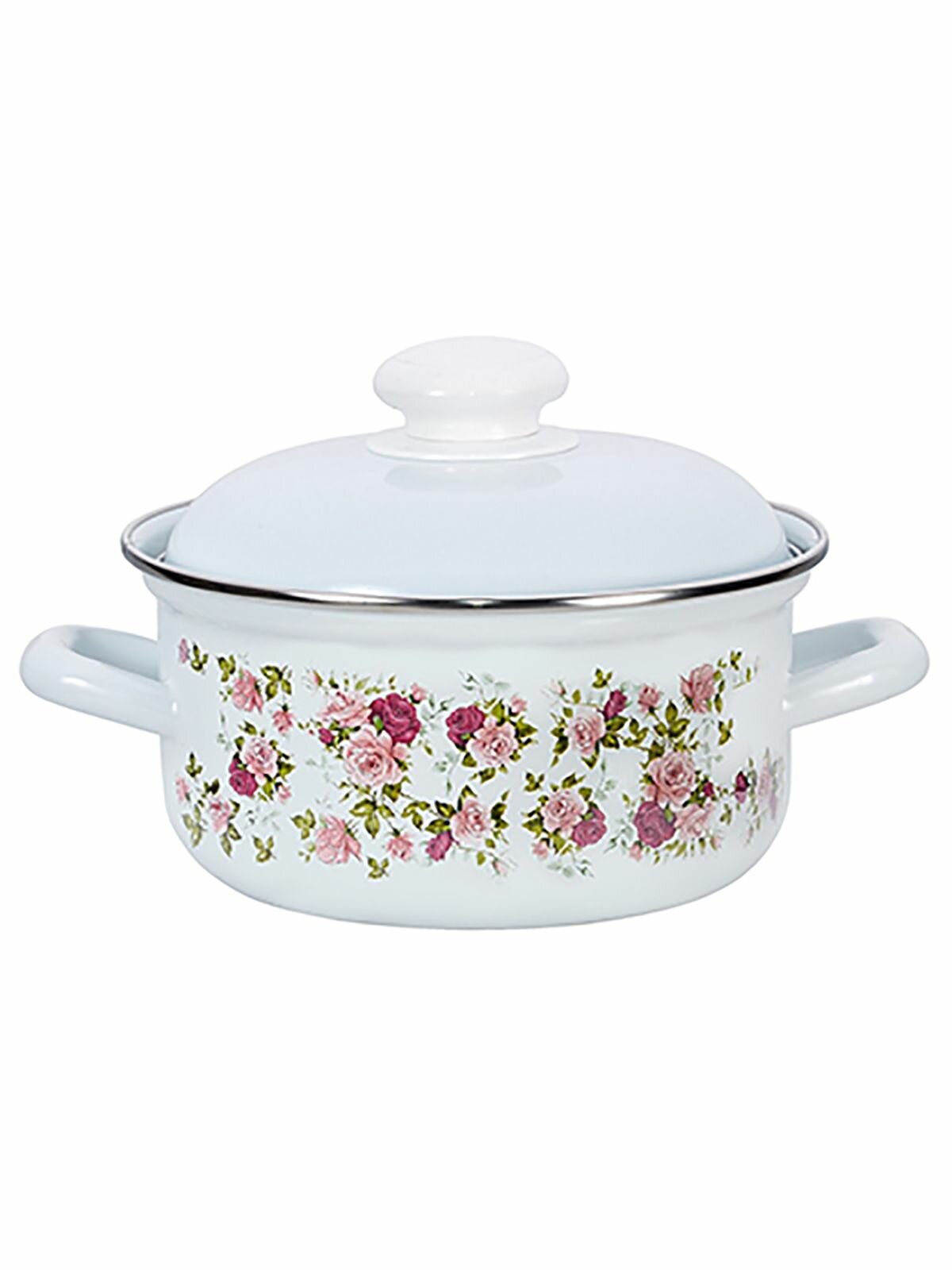 Кастрюля эмалированная Лысьвенские эмали Китайская роза, с крышкой, 1,5 л