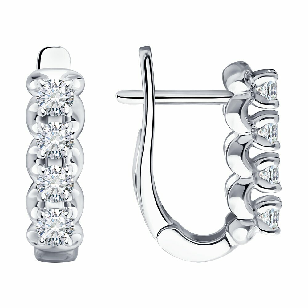 Серьги, белое золото, 585 проба, бриллиант