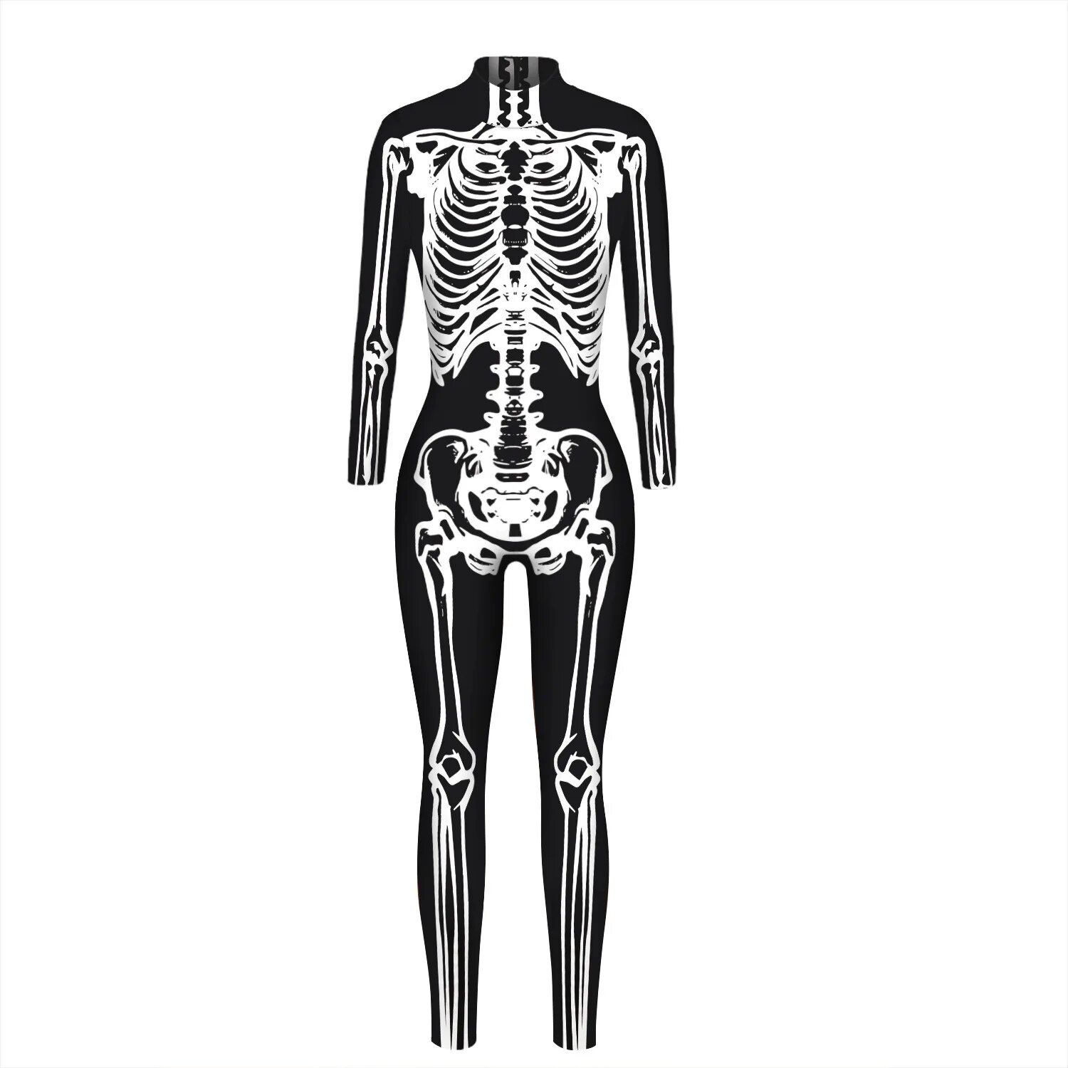 Женский зентай костюм скелет, черный, S, BAX160