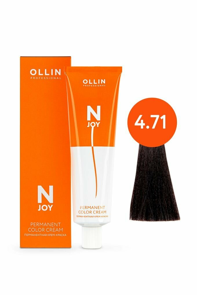 Ollin N-JOY крем-краска для волос 4/71 шатен коричнево-пепельный 100мл