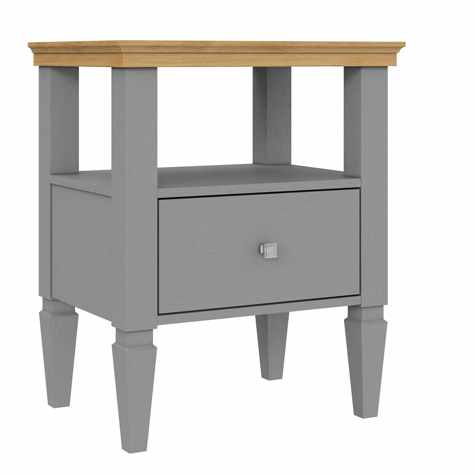Тумба прикроватная ММЦ Спальня Ольса 01 (серый №7042+антик №24) из массива сосны