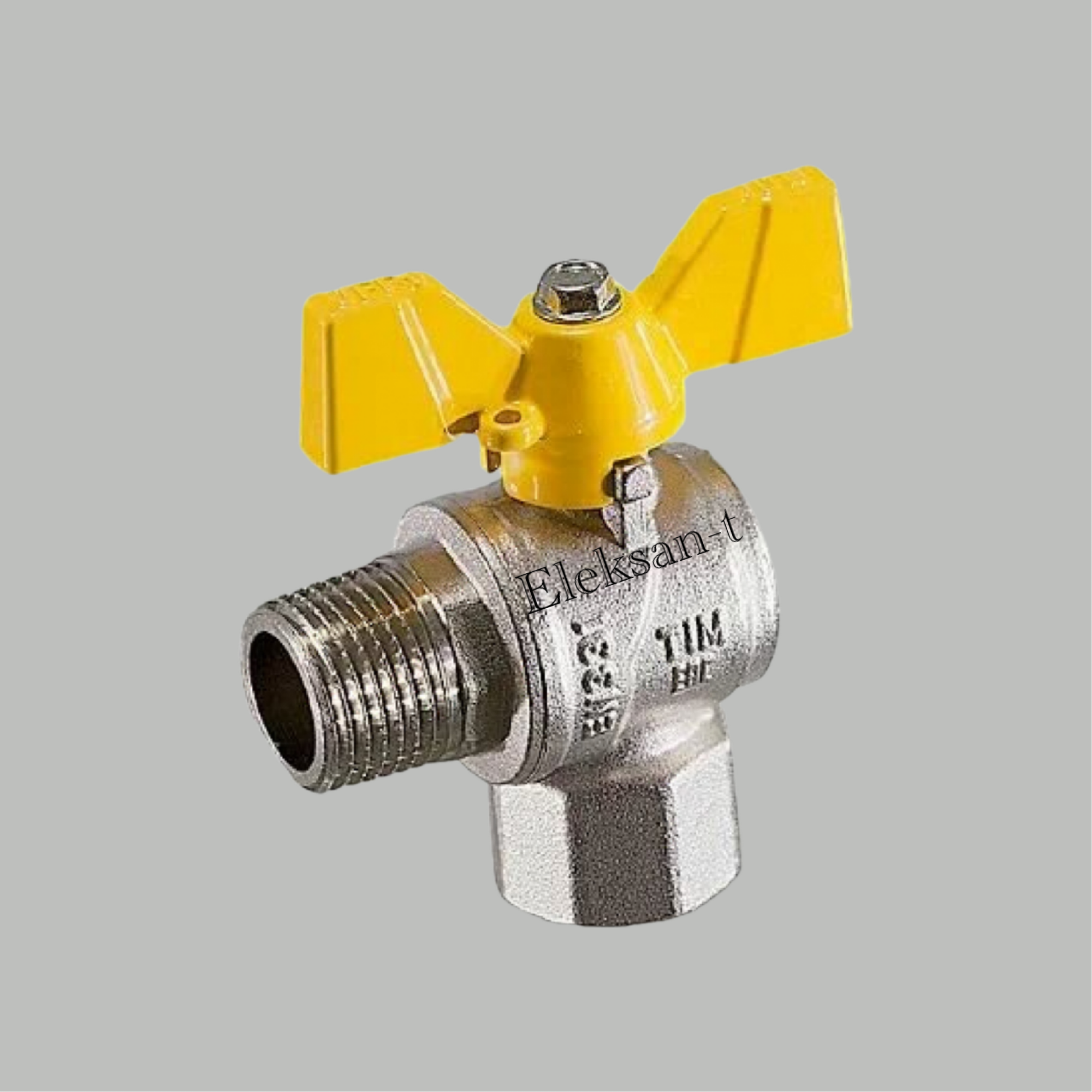 TiM Кран шаровой газ угловой 1/2" г/ш желтая бабочка DE122L