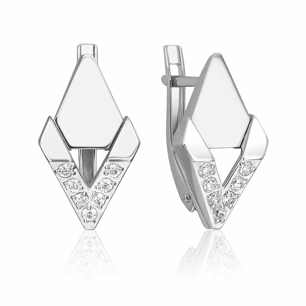 Серьги, белое золото, 585 проба, родирование, фианит