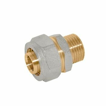 Соединитель обжимной для металопластиковых труб 1/2 дюйма M х 16 мм Цанга