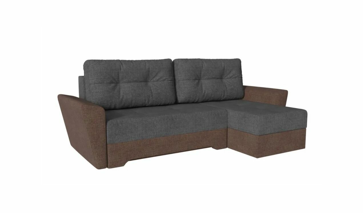 Угловой диван Амстердам Рогожка Серый-Коричневый угол правый