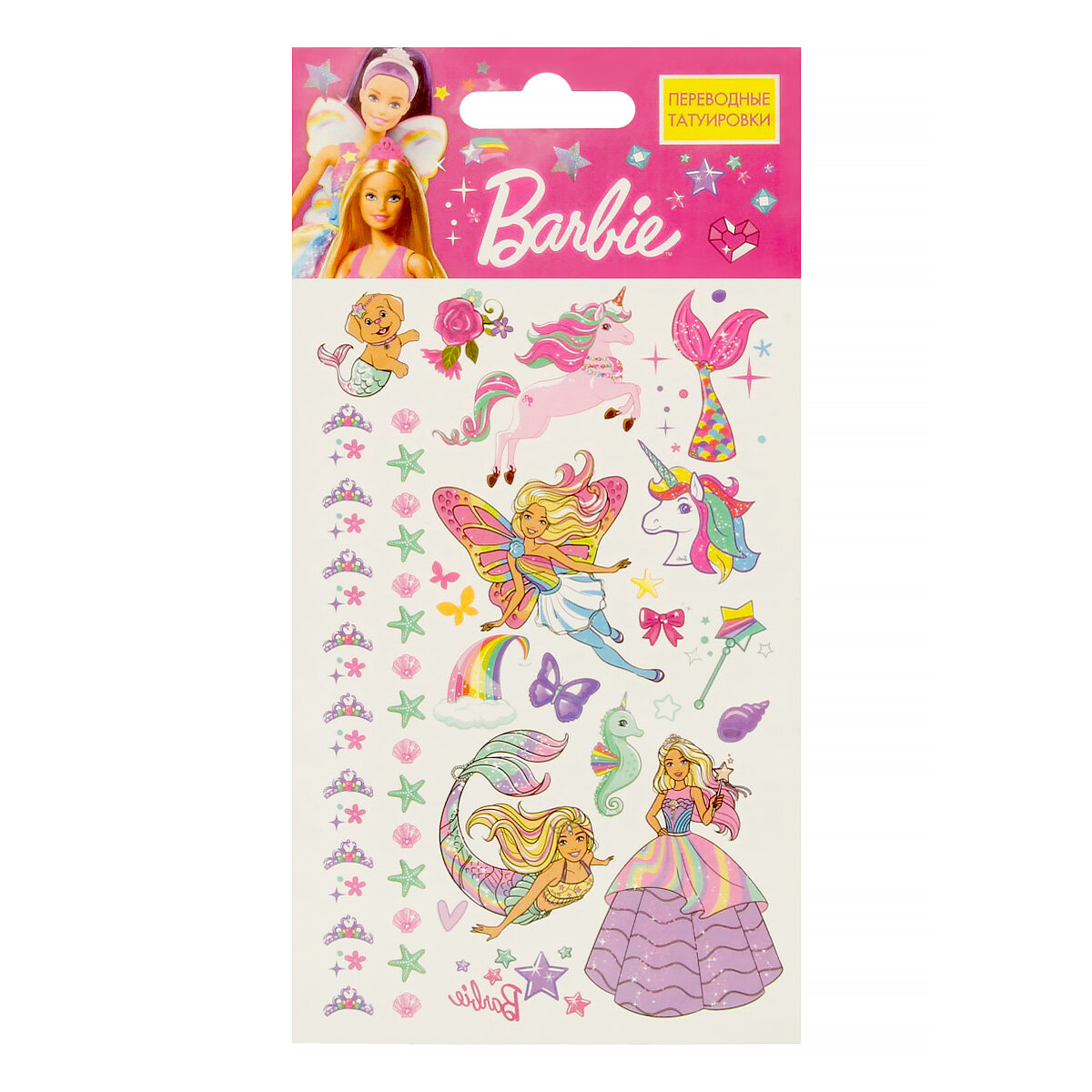 Mattel Barbie переводные тату 95х185 мм 63450-QP23 Феи - временные аппликации для кожи