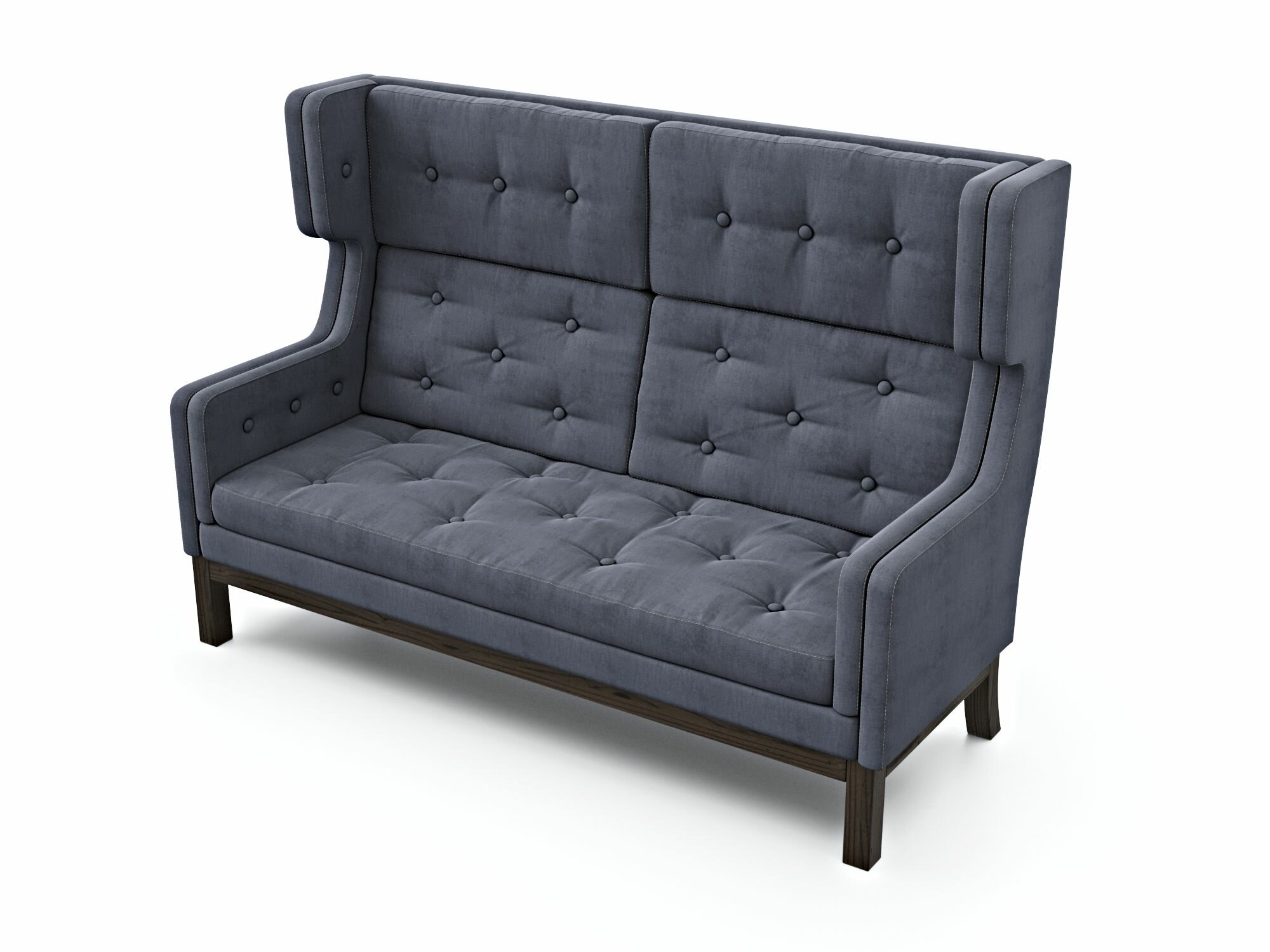 Прямой диван Arsko Айверс Хай, серый-венге, велюр, массив дерева, офисный, для кафе и бара, на ножках, скандинавский лофт