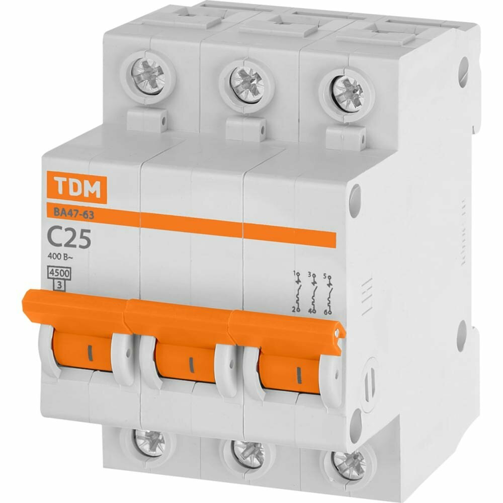 Автоматический выключатель TDM ELECTRIC ВА47-63 3Р 25А SQ0218-0021