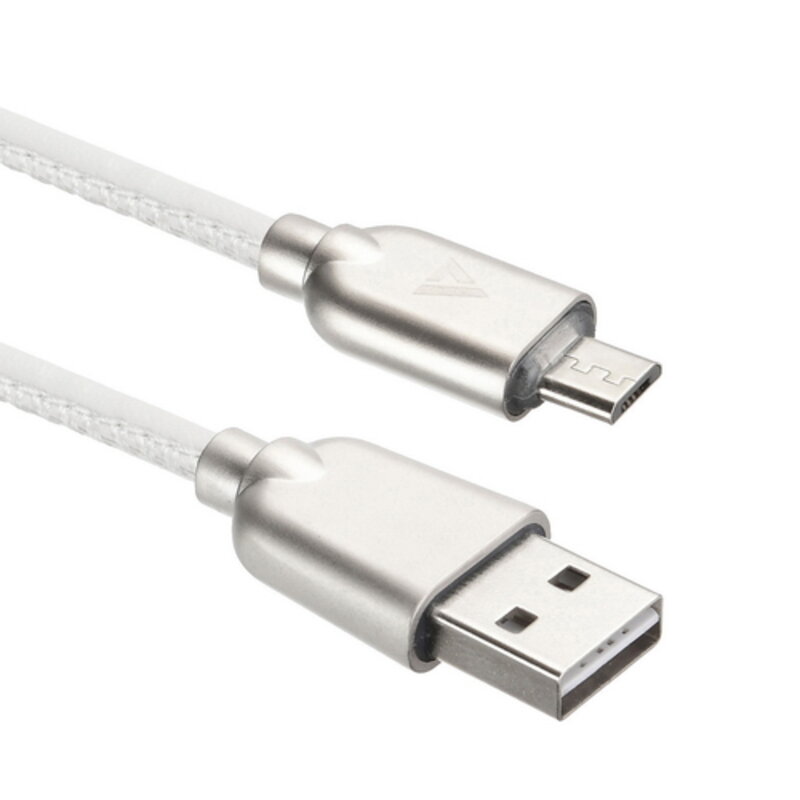 USB кабель ACD-Allure MicroUSB - USB-A Кожа, 1м, белый (ACD-U926-M1W)