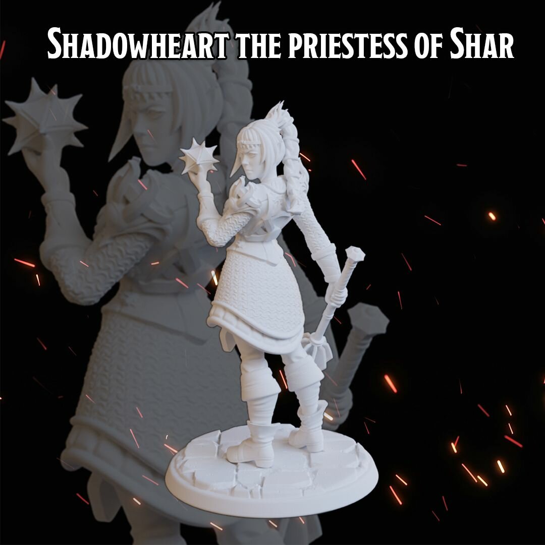 Миниатюра для днд полуэльф жрец Шэдоухарт (half elf cleric Shadowheart)