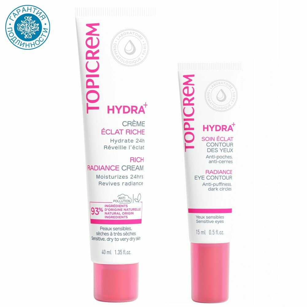Topicrem Набор Hydra+: насыщенный крем-сияние 40 мл + крем для век 15 мл