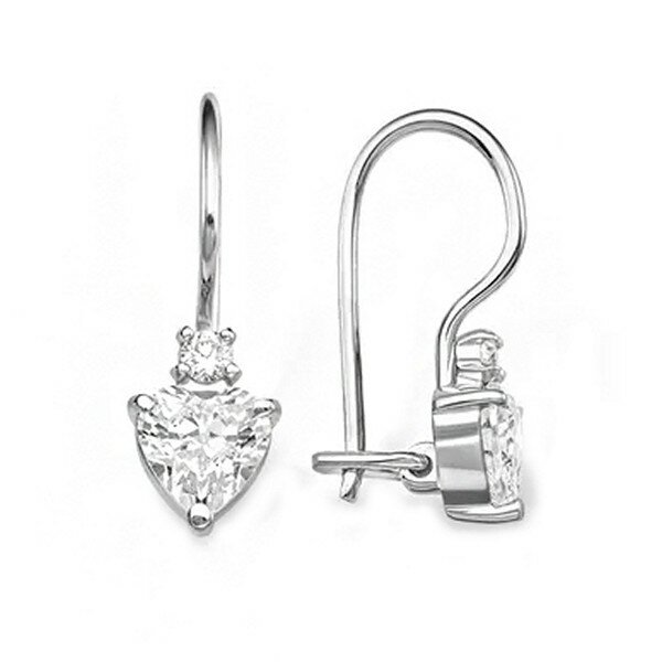 Серьги, серебро, 925 проба, родирование, фианит