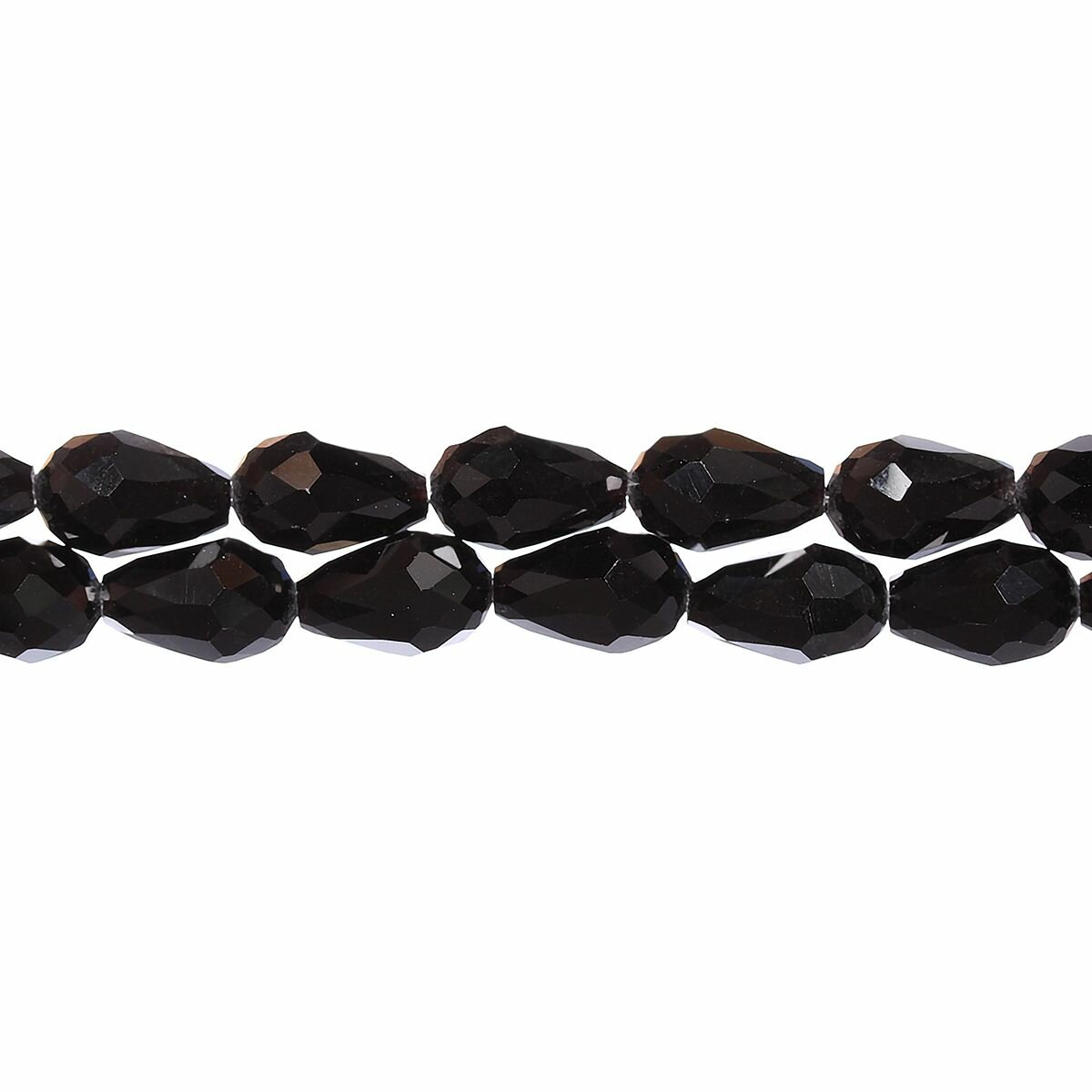 Бусины стеклянные, 12х8мм, капля, граненая, черная, 55 шт, низка