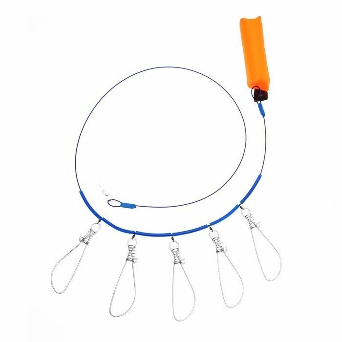 Кукан ТРИ кита "5-карабиновый", металлический трос, с поплавком