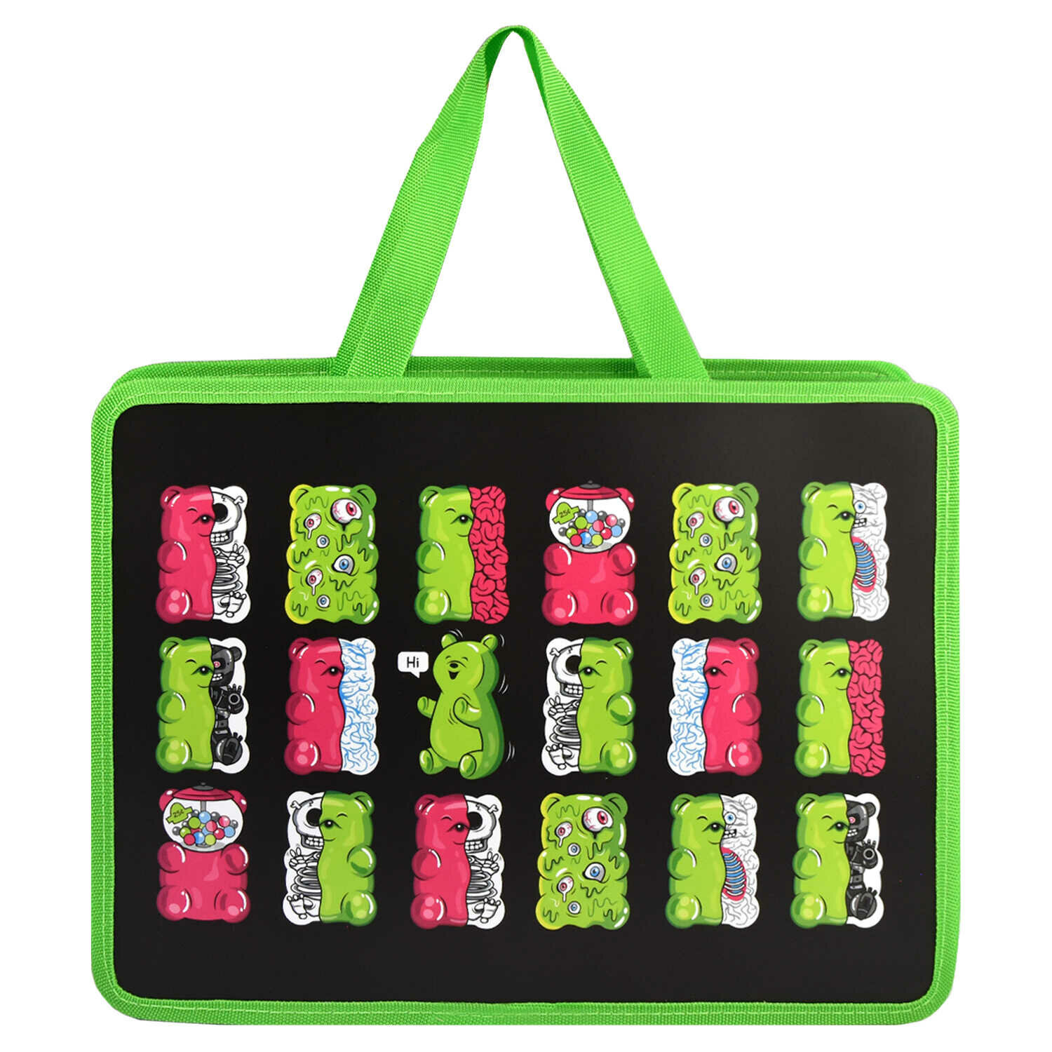 Сумка папка для тетрадей 1 отделение на молнии с ручками А4 "Желейные мишки", пластик