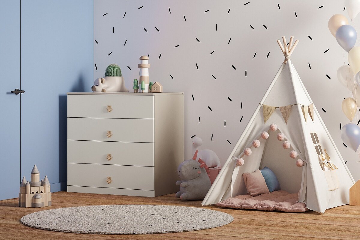 Комод МебельЛэнд24 Скарабей Mini - 4 Кашемир 80x52x80 бежевый с 4 ящиками