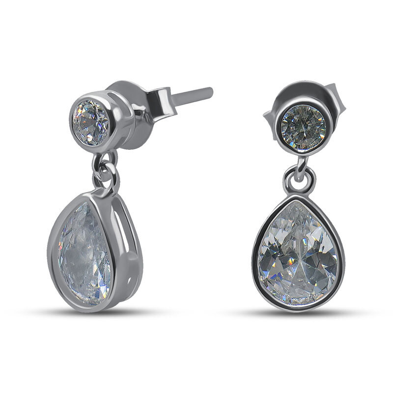 Серьги, серебро, 925 проба, фианит