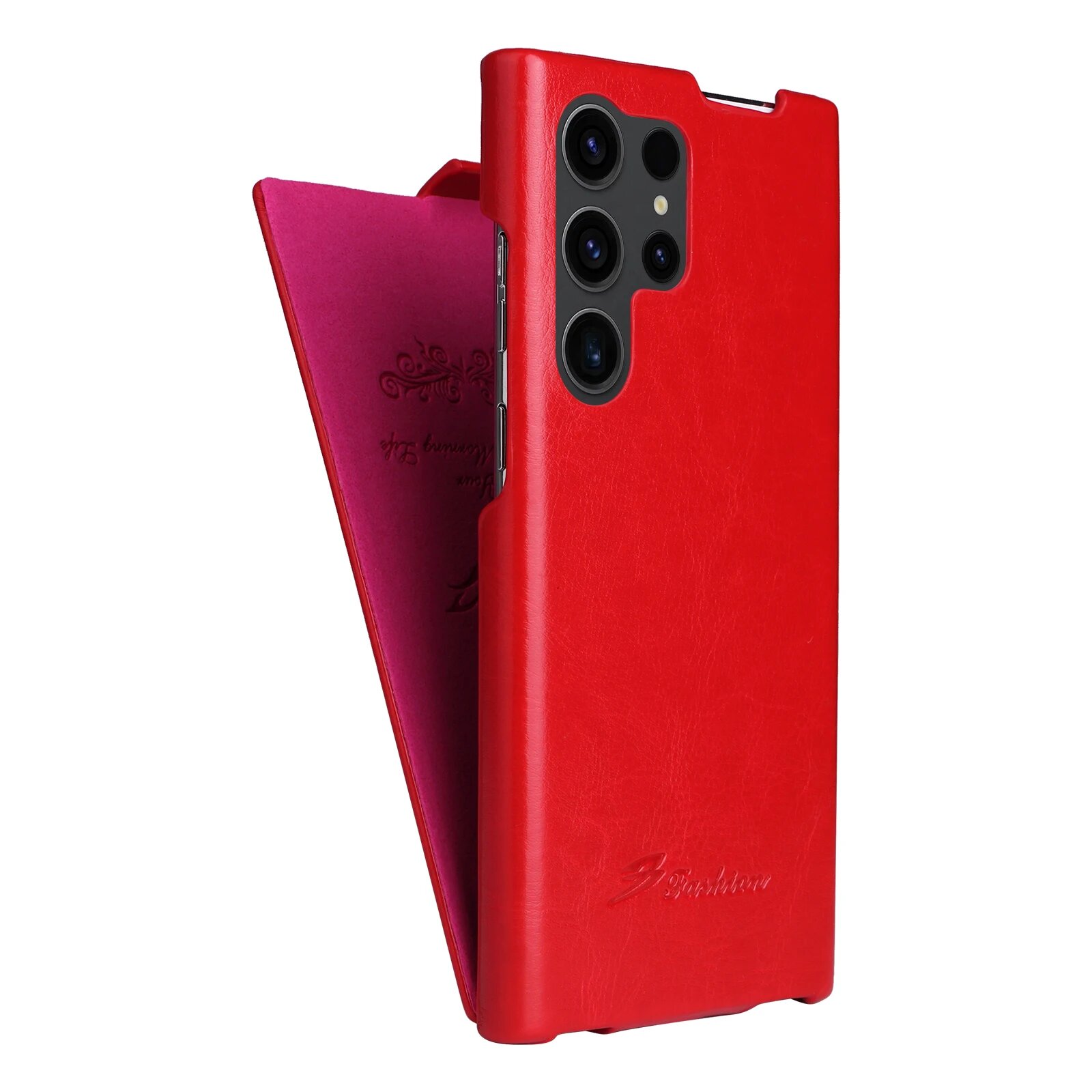 Красный кожаный чехол-флип для Samsung Galaxy S22