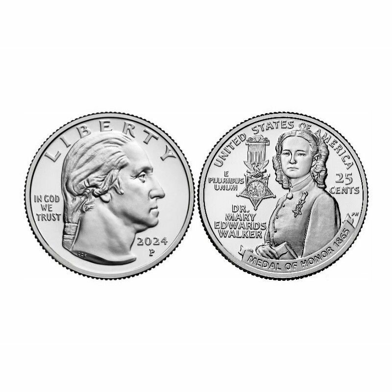 25 центов 2024 года США Мэри Эдвардс Уокер. Женщины Америки. Двор P.
