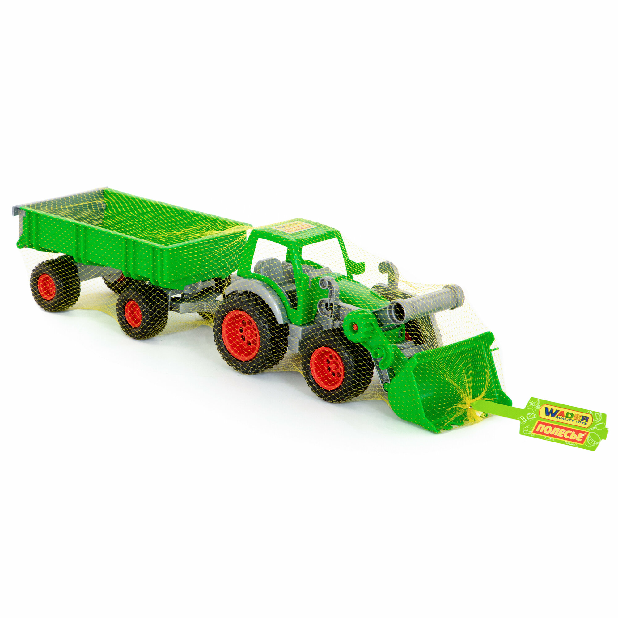 Фермер-техник, трактор-погрузчик с прицепом (в сеточке)