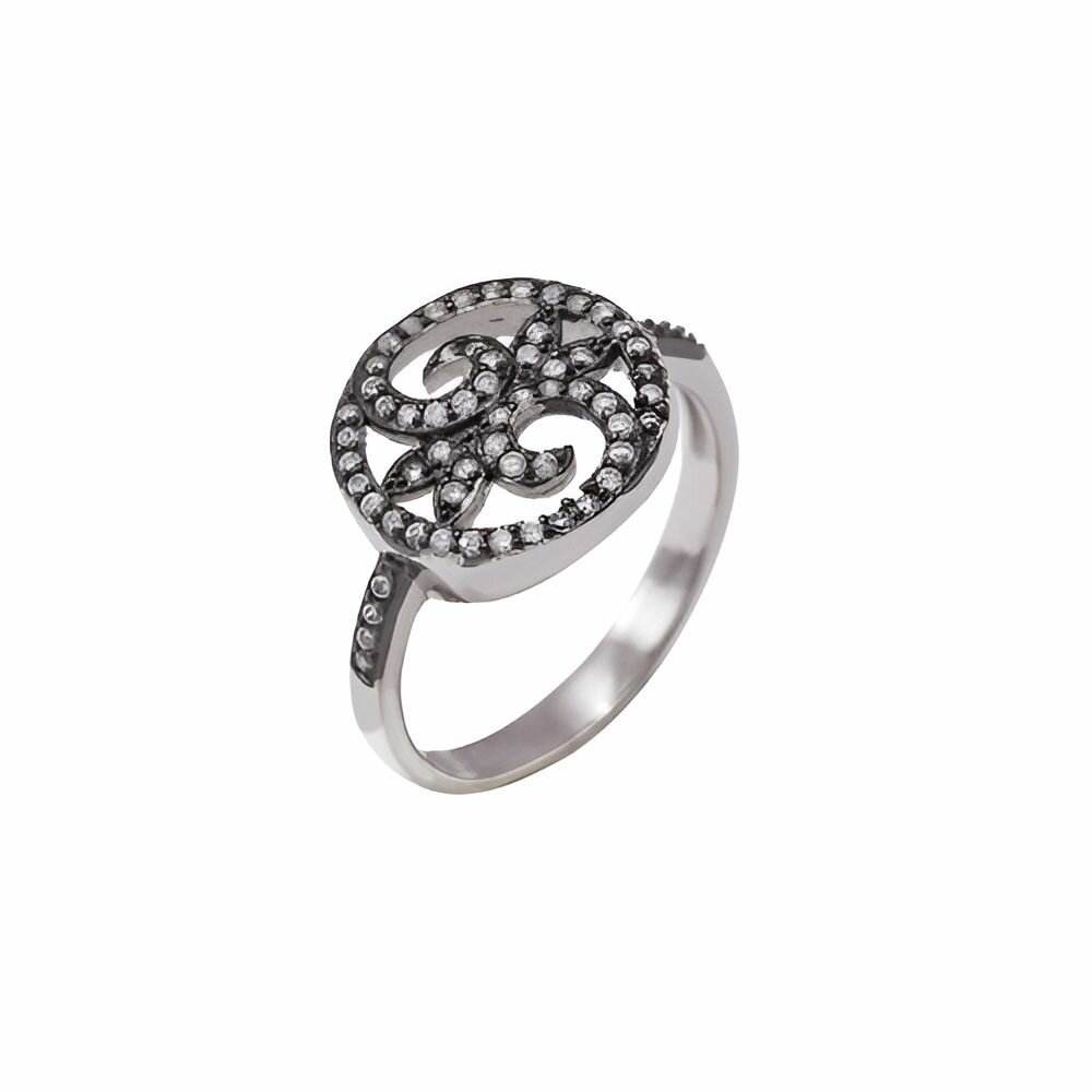 Кольцо тонкое, серебро, 925 проба, родирование, фианит