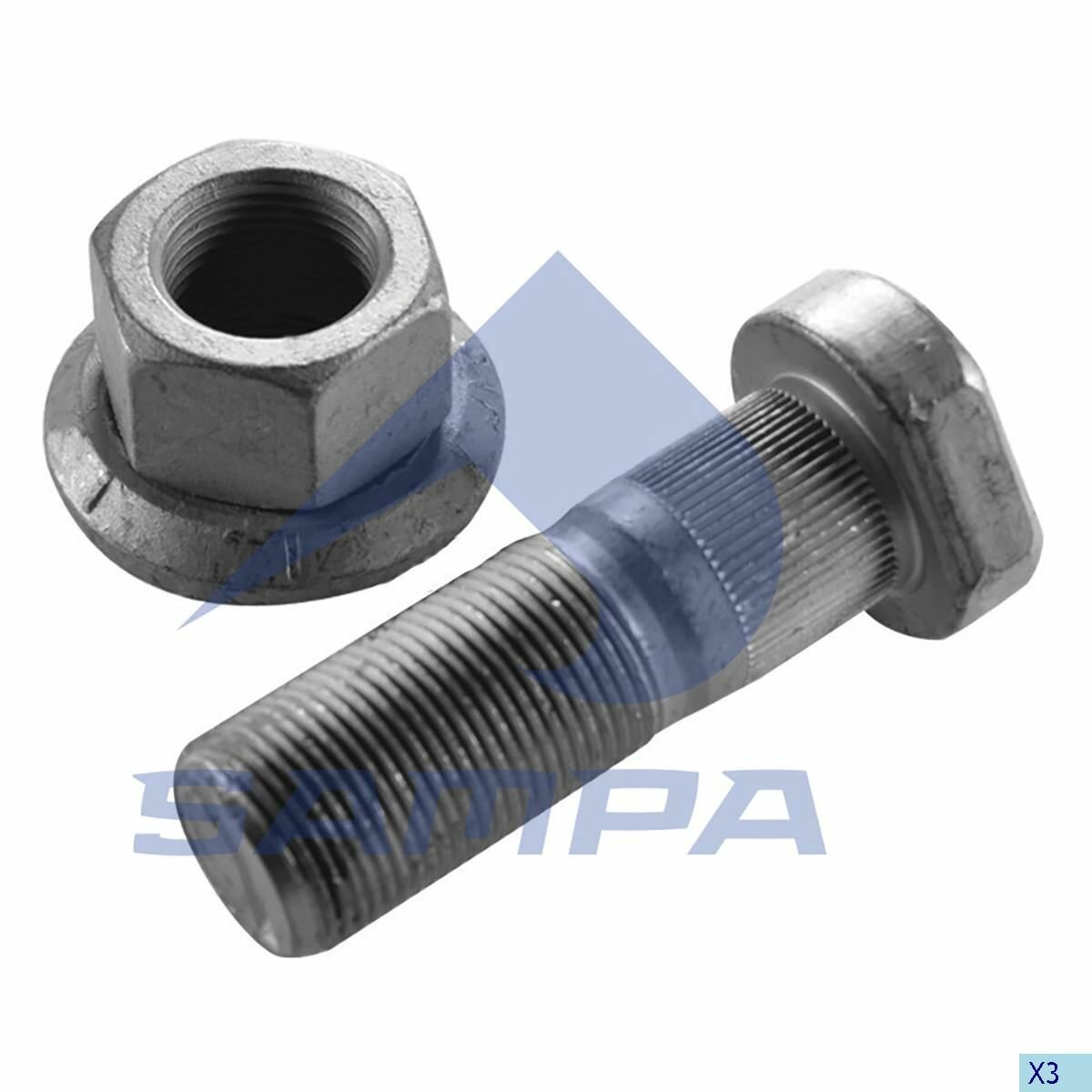 Болт колеса М22х1,5х78/67 SAF (к-т с гайкой) 075.601 SAMPA