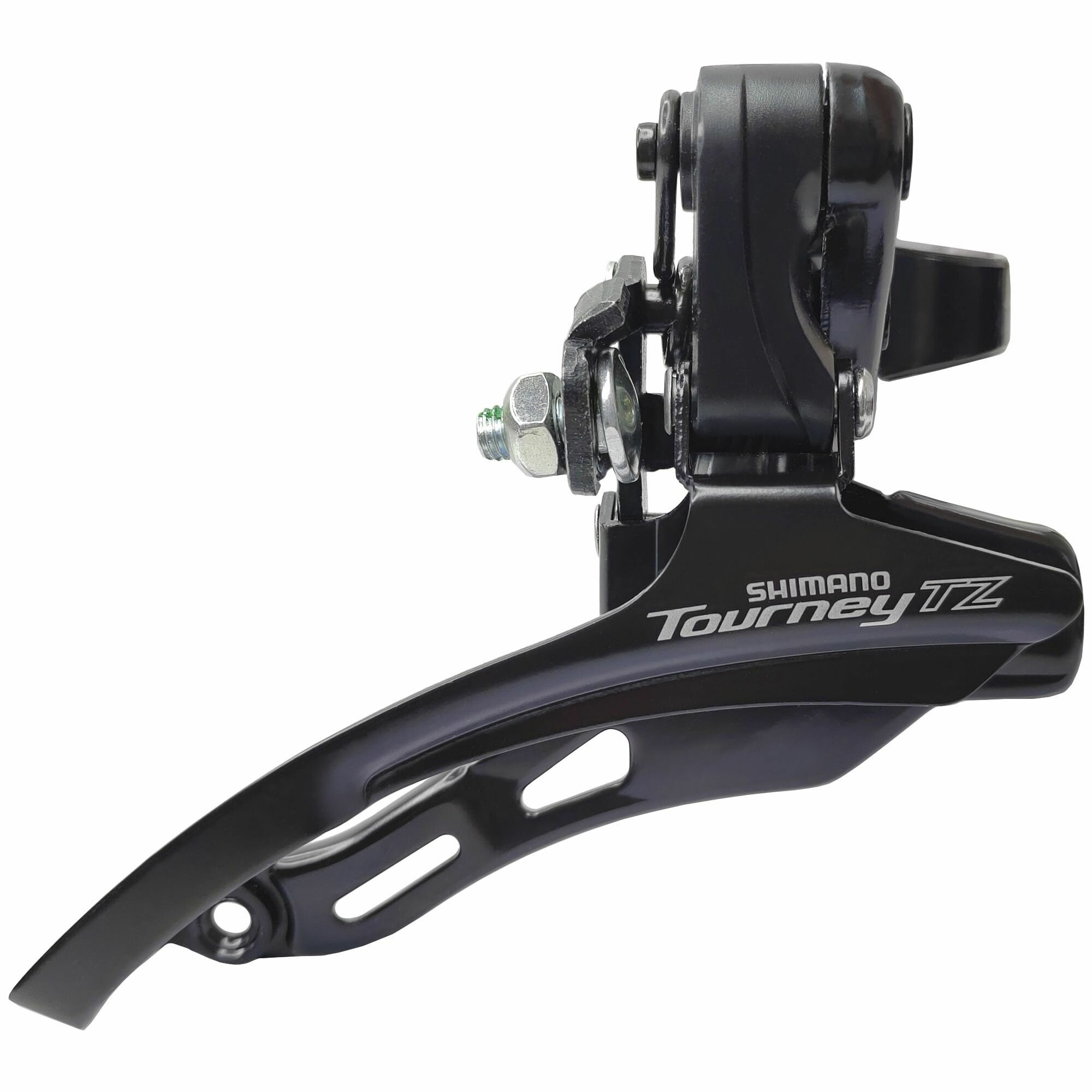Переключатель скоростей передний, Shimano FD-TZ500, верхняя тяга, хомут 31.8 мм, макс звезда 42Т, черный
