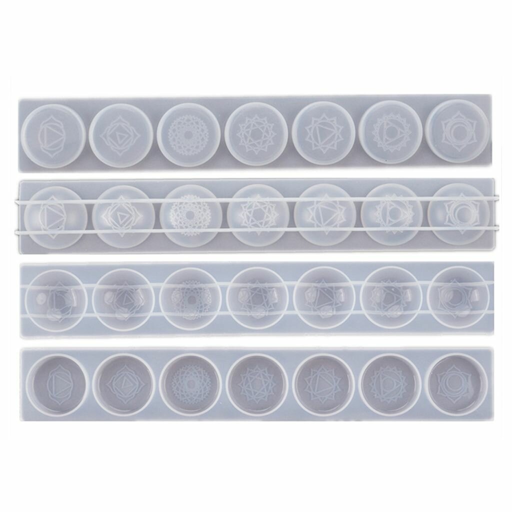 Силиконовая форма для литья рун с камнями 7 чакр