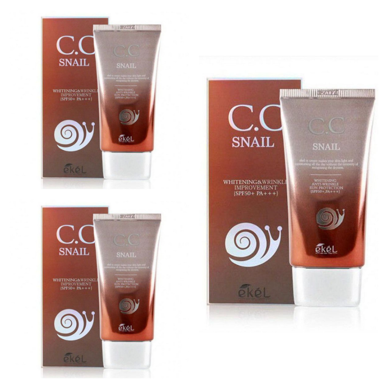 СС крем Ekel с улиточным муцином SPF50+ PA+++, 50 мл, 3 шт.