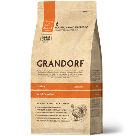 GRANDORF CAT Turkey STERILISED 400 г сухой корм для стерилизованных кошек индейка