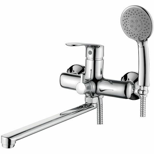 Смеситель для ванны латунный с длинным изливом и душем Ledeme L2272