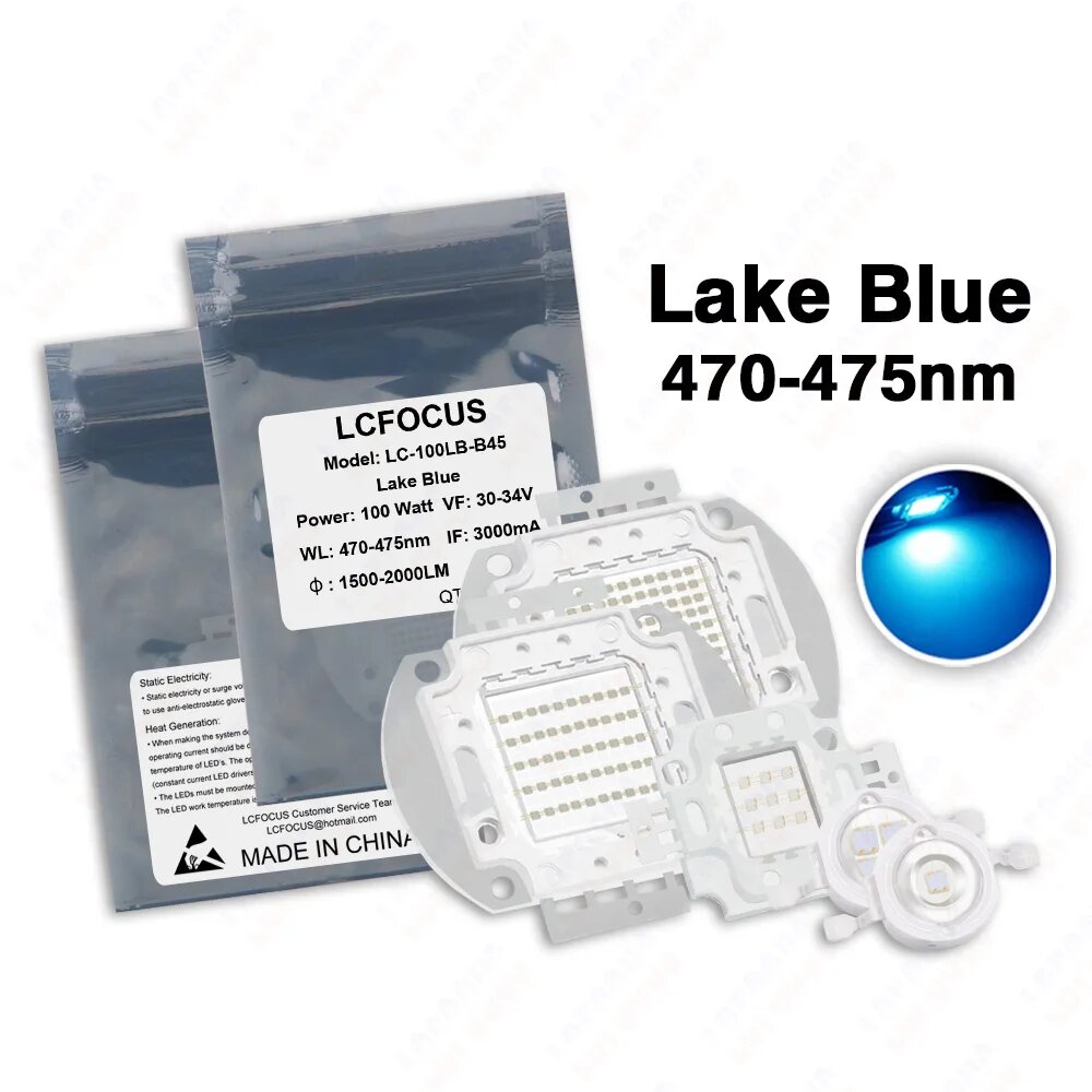 Светодиодная лампа LCFOCUS COB 1-100 Вт королевский синий Lake Blue, 3 Watt x 10 Pieces