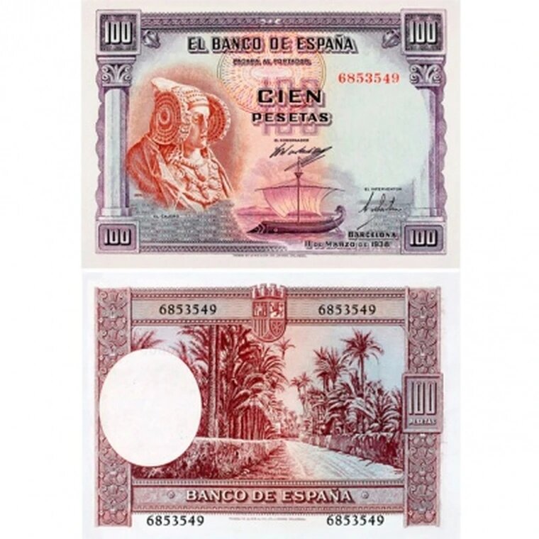 100 песет 1938 года Испания, сувенирная копия, банкноты и купюры редкие коллекционные