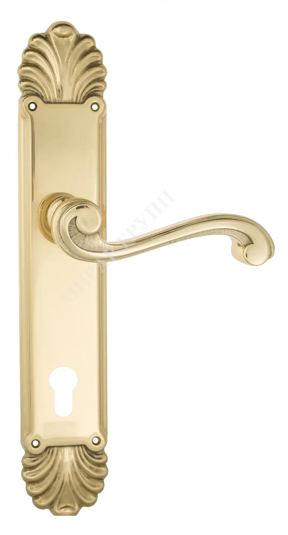 Дверная ручка Venezia "VIVALDI" на планке PL87 полированная латунь (cyl)