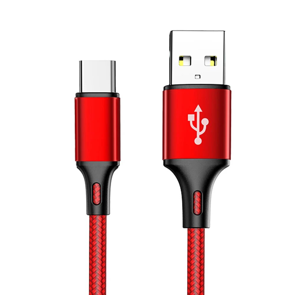 Тип C USB кабель для Android Samsung A50 A51 S20 на Huawei Xiaomi mi Redmi Note 8 9 10 Pro 25 50 см длиной 1м 2м 3м USBC Type-C Зарядное устройство данных Шнур зарядка телефона Провод быстрой зарядки 1 2 3 метра м 1 м, Красный