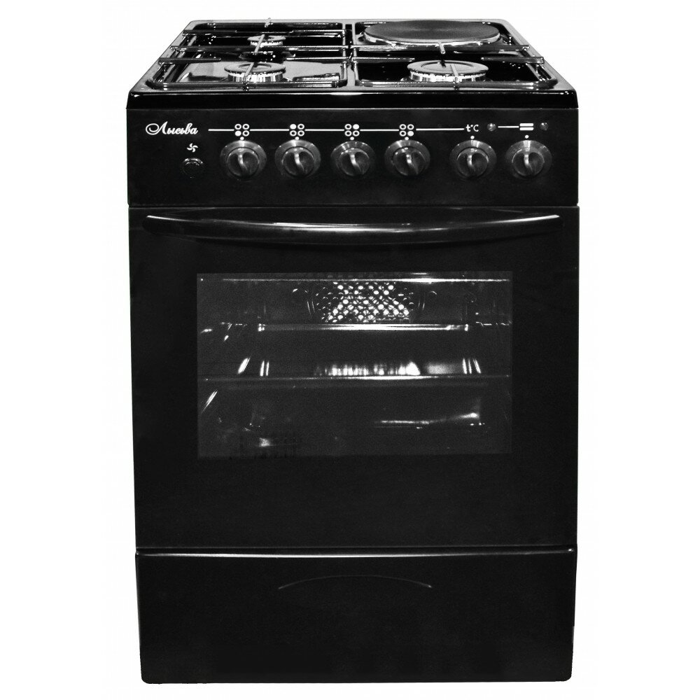 Кухонная комбинированная плита Лысьва ЭГ1/3гк01 МС-2у черная (без крышки), газ-контроль