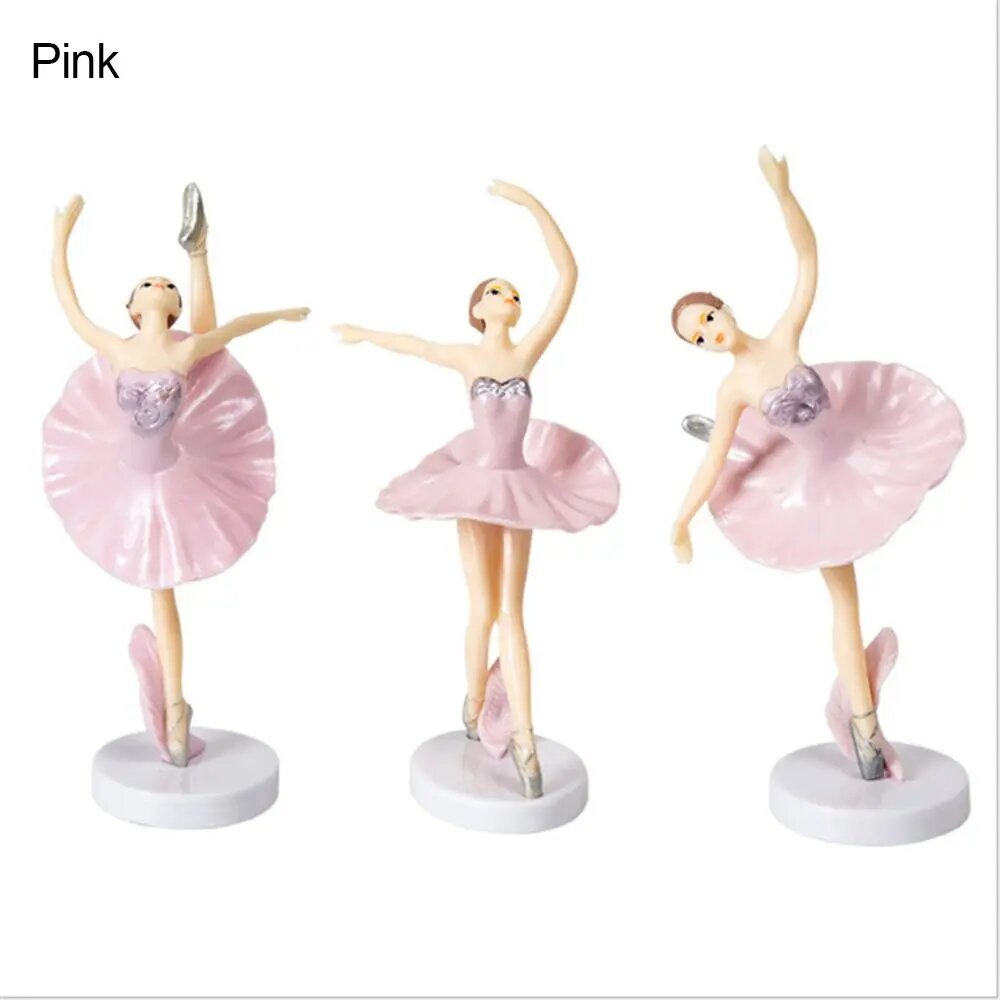 Набор из 3 фигурок танцующих балерин для торта Розовый, Pink
