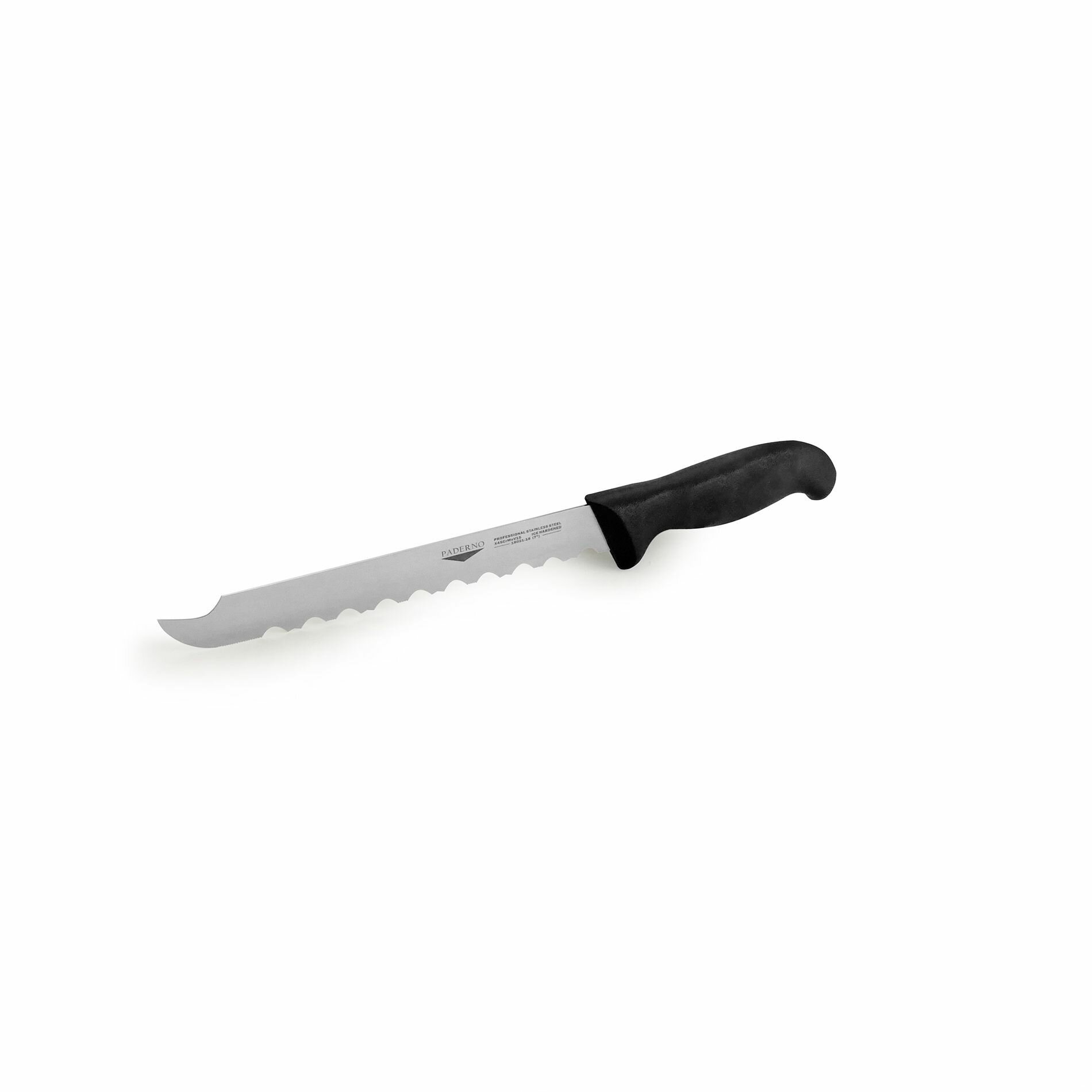 Нож для резки замороженных продуктов, 18 см, ручка черная пластик, Paderno.