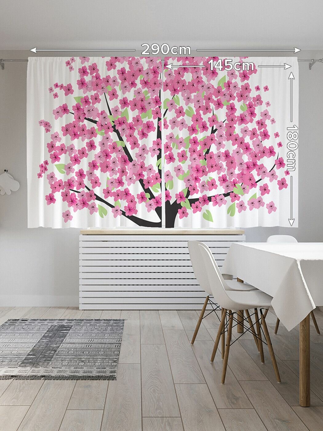 Фотошторы короткие "Нежное дерево", 2 полотна шириной по 145 см, высота 180 см, JoyArty