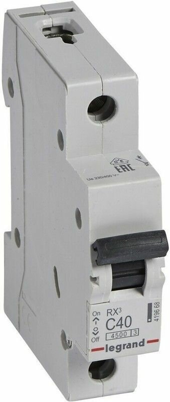 Выключатель автоматический однополюсный Legrand RX3 4,5 кА C 40А 419668
