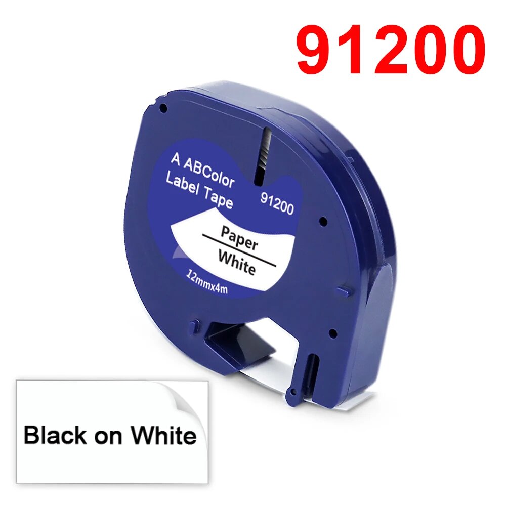 Лента 12 мм черная для Dymo LetraTag Paper White