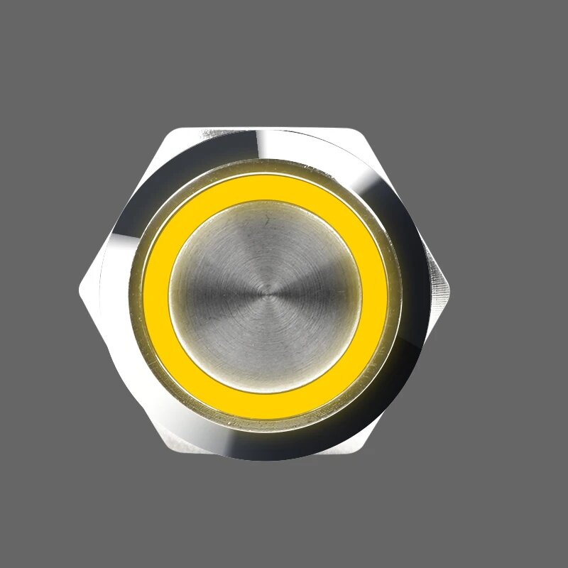Водонепроницаемый металлический кнопочный переключатель 6/12/24/220 В 16MM, Yellow Circle, fixed self-locking, 100-220V(220V)