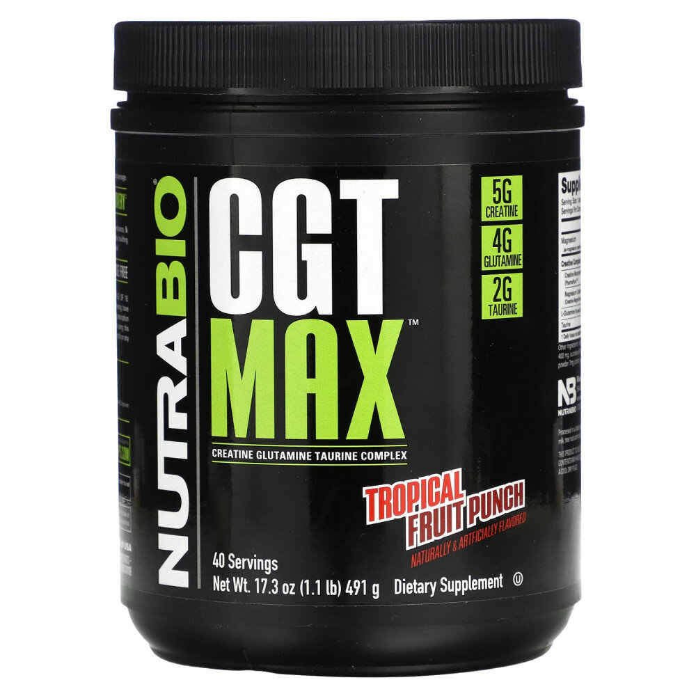 NutraBio, CGT MAX™, пунш из тропических фруктов, 491 г (1,1 фунта)
