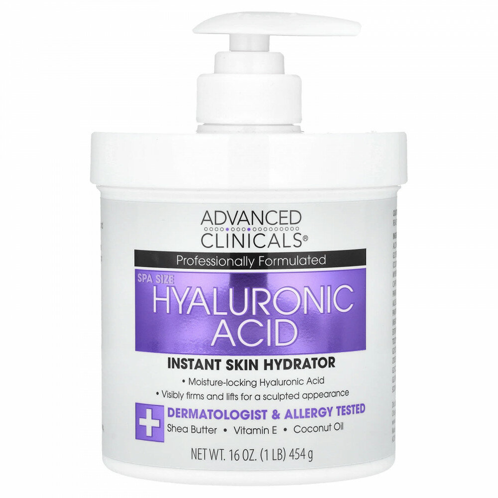 Advanced Clinicals, увлажняющий крем для тела с гиалуроновой кислотой, 454 г (16 унций)